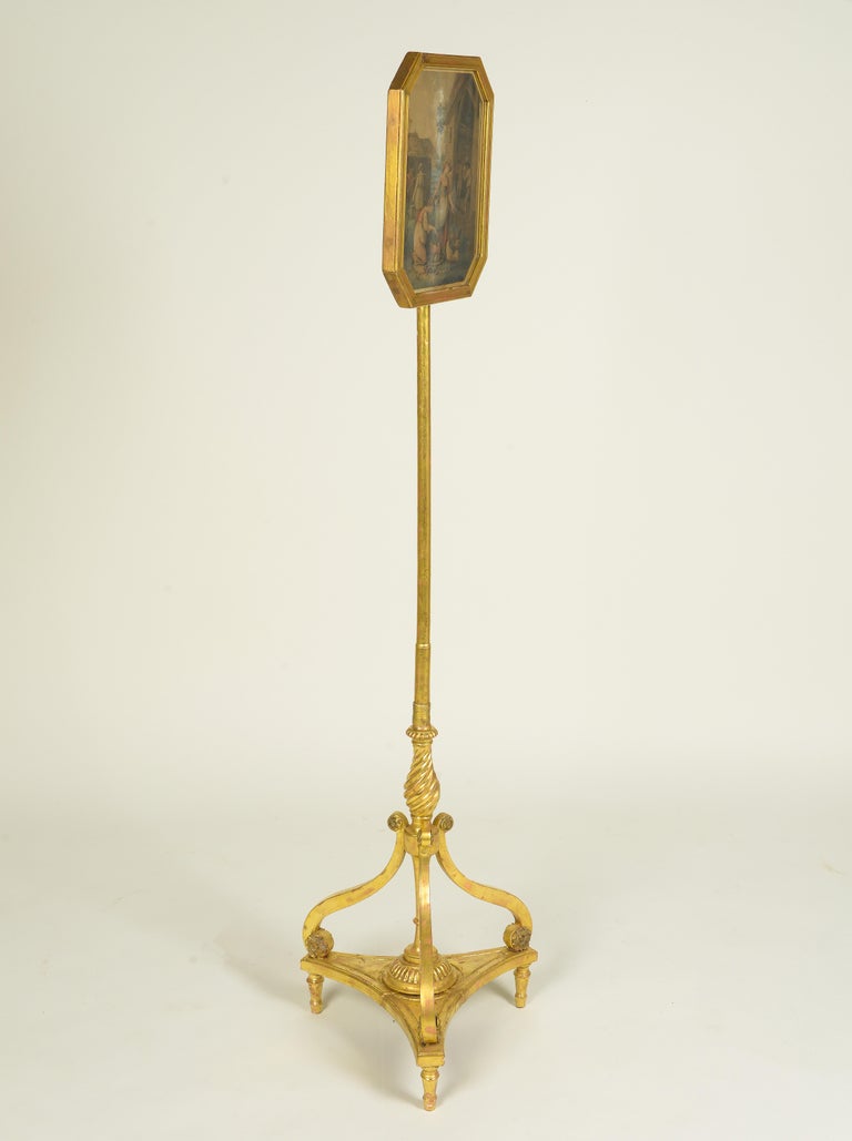 Pair of Regency Giltwood Pole Screens with Hand-Tinted Engravings For ...