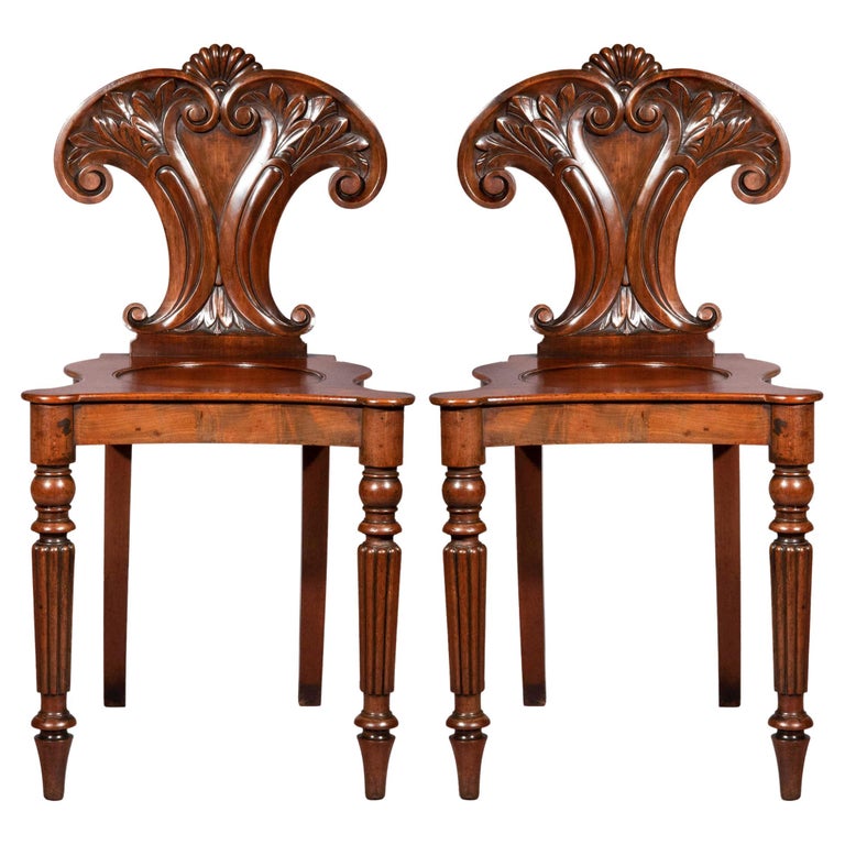 Pair of Regency Hall Chairs in the manner of Gillows For Sale at 1stDibs