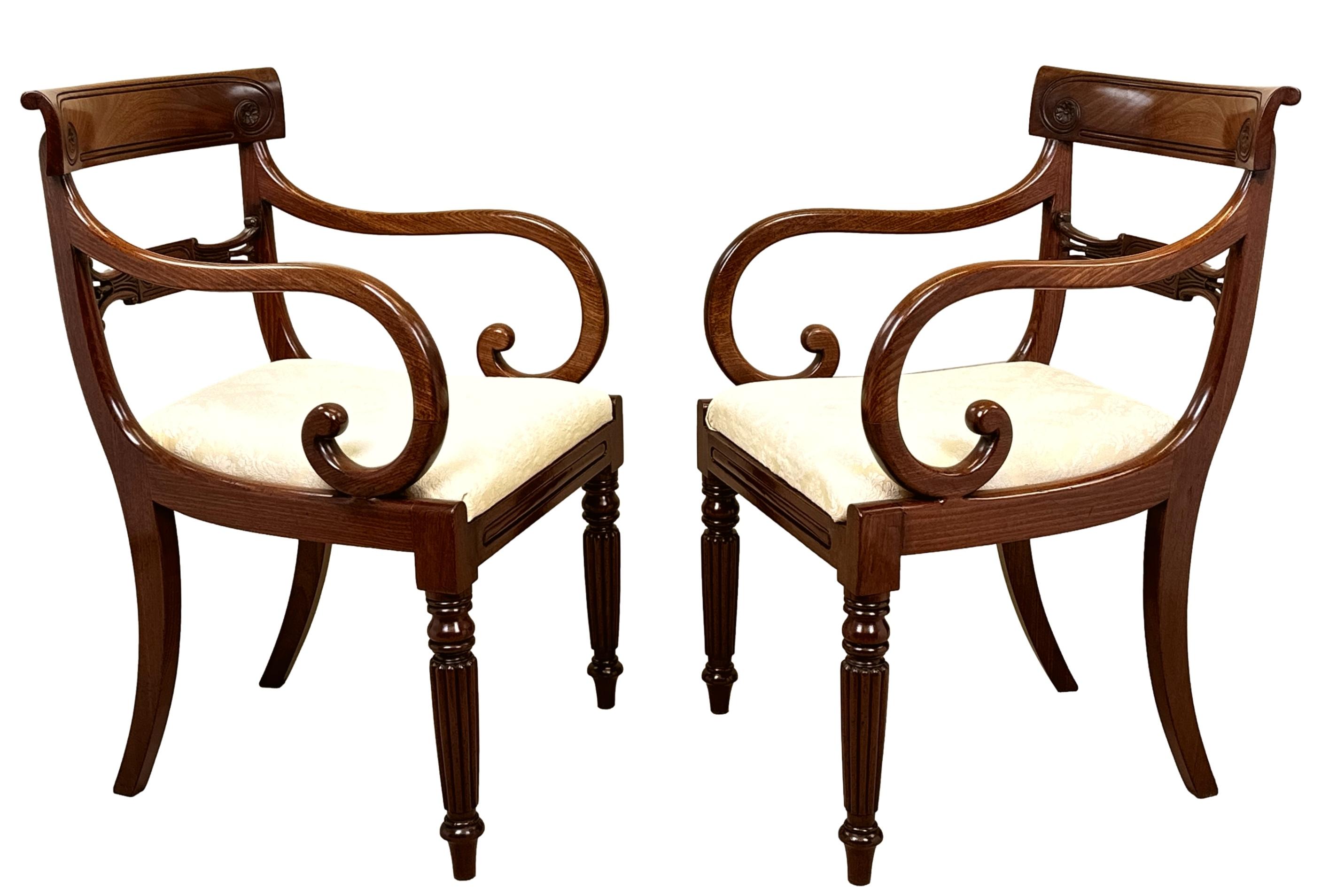 Pair Of Regency Mahogany Carver Armchairs For Sale at 1stDibs