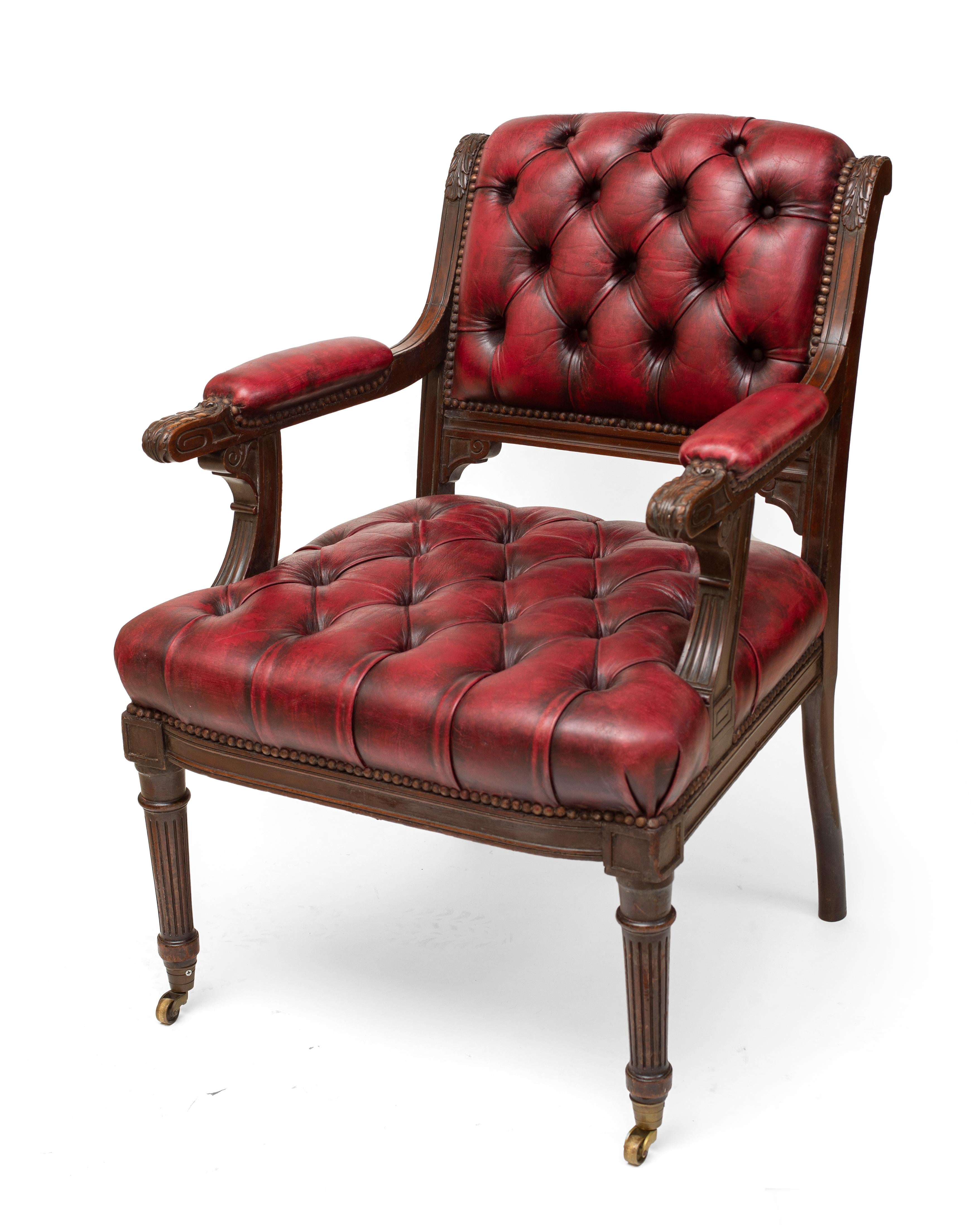Pair of Regency Mahogany Library Armchairs For Sale at 1stDibs