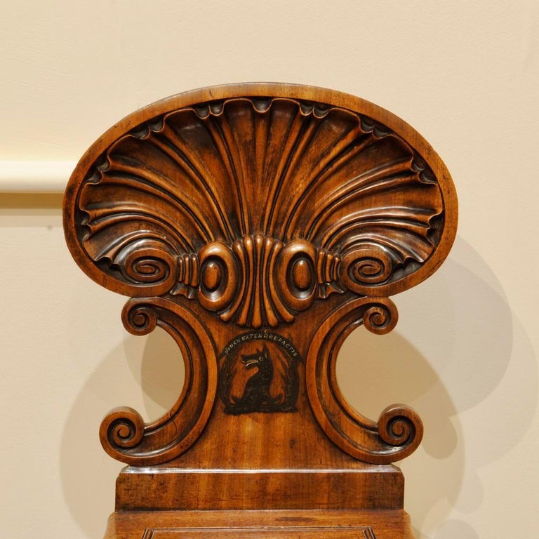 Pair of Regency Period Shell Back Hall Chairs at 1stDibs