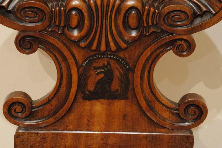 Pair of Regency Period Shell Back Hall Chairs at 1stDibs