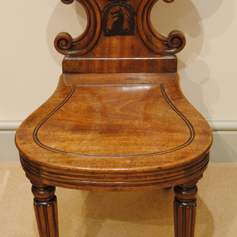 Pair of Regency Period Shell Back Hall Chairs at 1stDibs