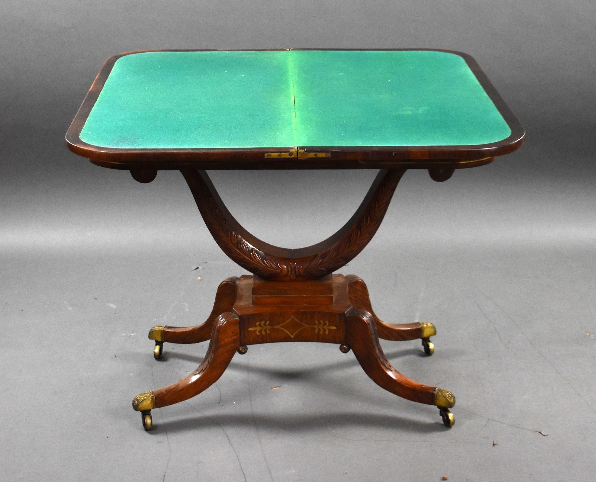 Pair of Regency Rosewood Brass Inlaid Card Table at 1stDibs