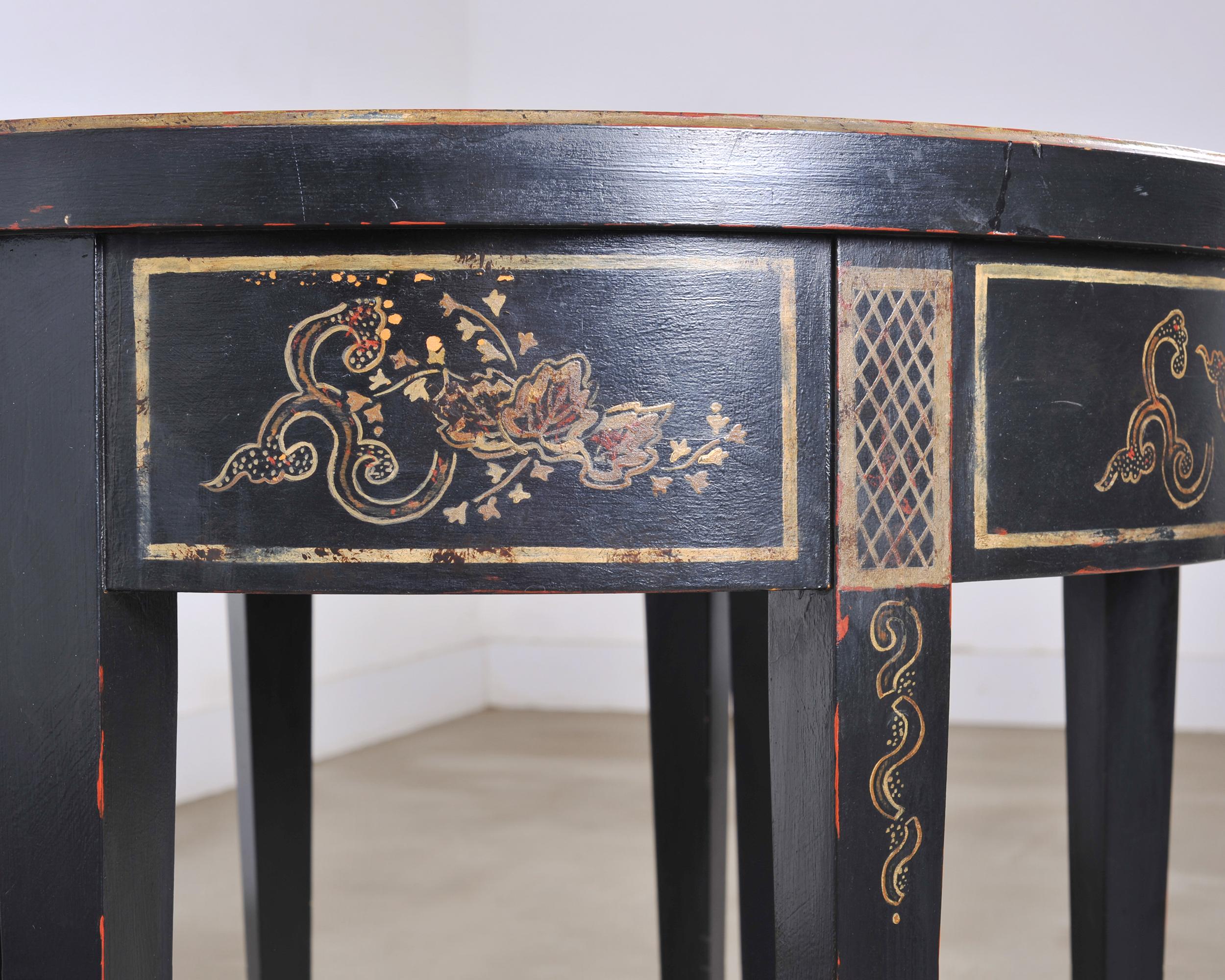 Pair of Regency Style Chinoiserie Decorated Demilune Consoles For Sale ...