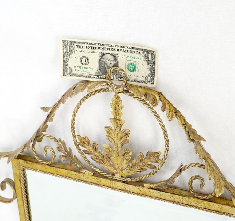 Pair of Regency Style Gilt Metal Rectangle Wall Mirrors Mint! For Sale ...