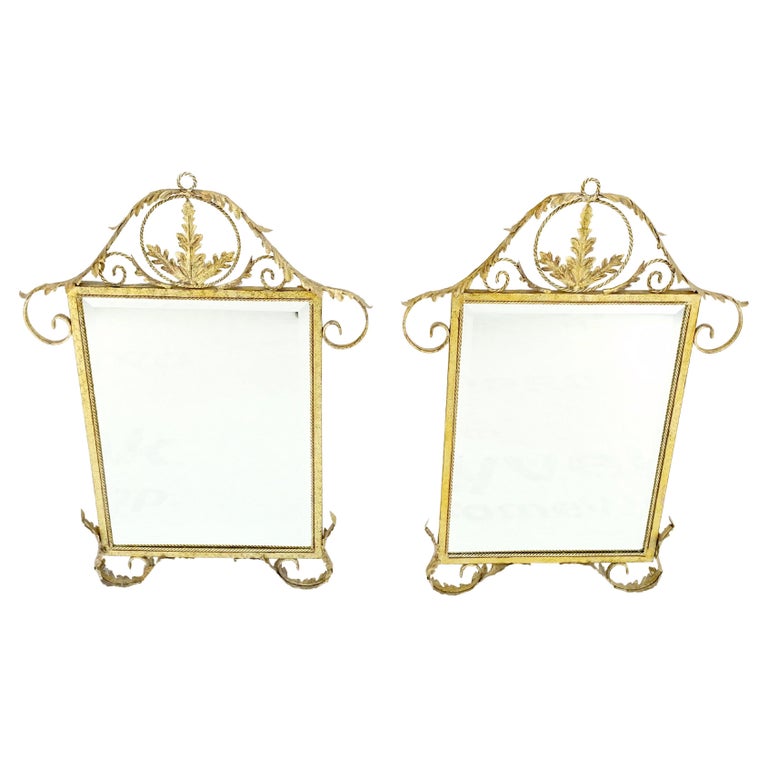 Pair of Regency Style Gilt Metal Rectangle Wall Mirrors Mint! For Sale ...