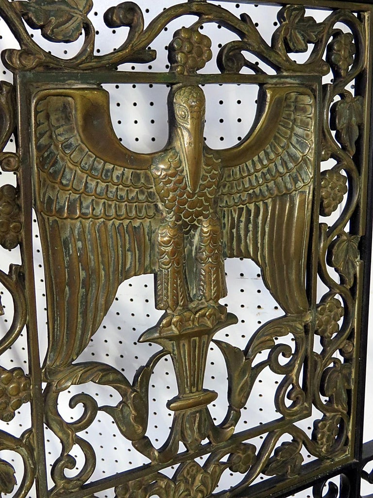 Pair of High Art Deco Wrought Iron and Bronze Stork Room Divider Panels ...