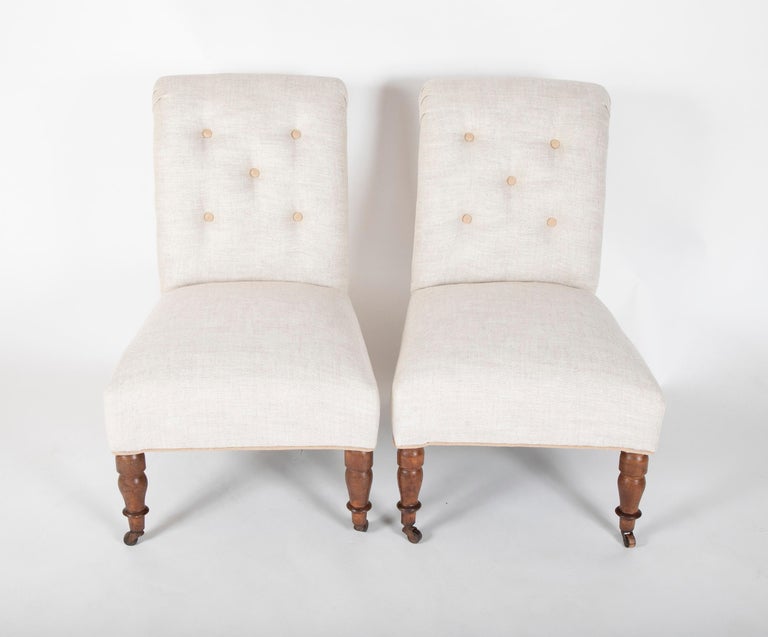 Pair of Regency Style Slipper Chairs in Fermoie Linen at 1stDibs ...