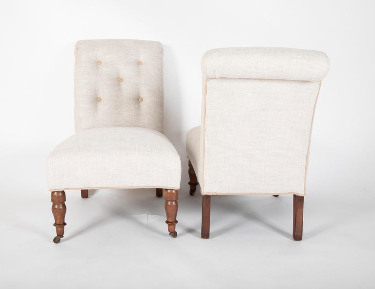 Pair of Regency Style Slipper Chairs in Fermoie Linen at 1stDibs ...