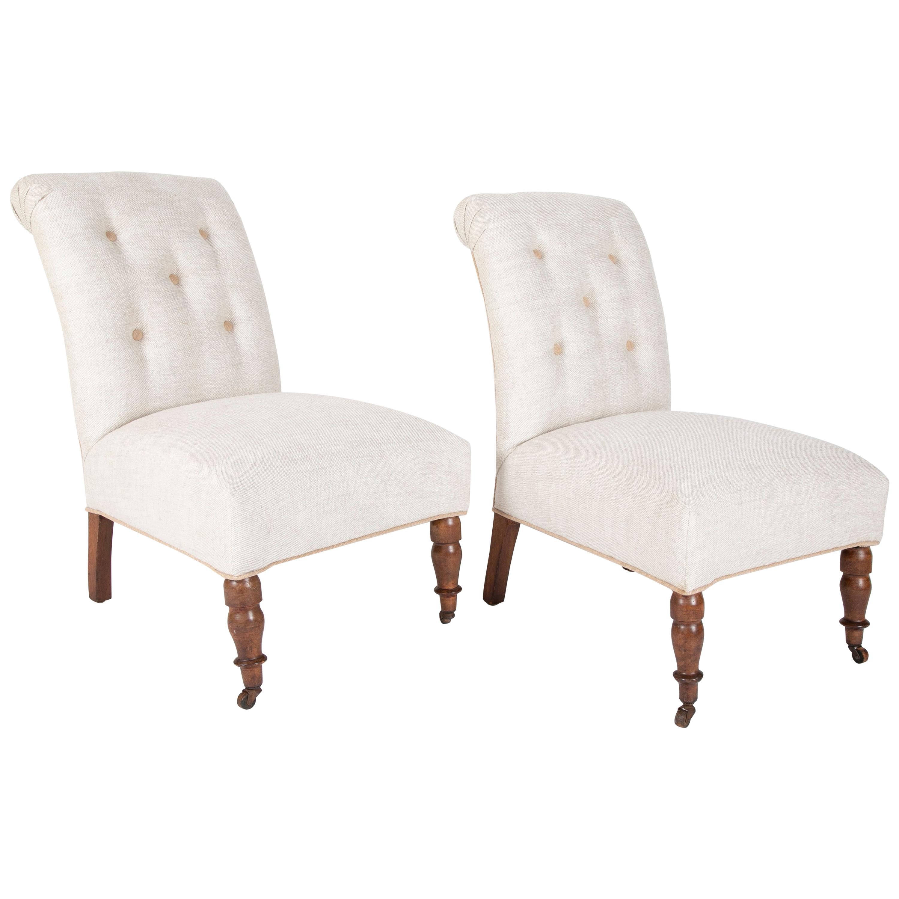 Pair of Regency Style Slipper Chairs in Fermoie Linen at 1stDibs ...