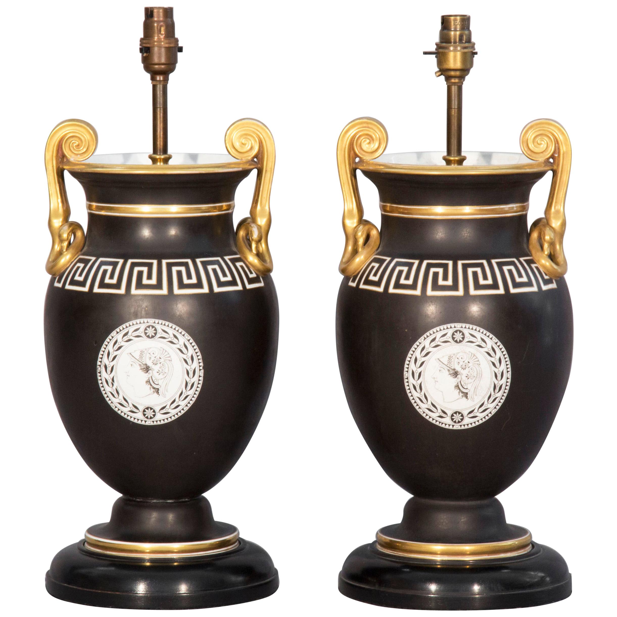 Pair of Greek Urn Table Lamps For Sale at 1stdibs