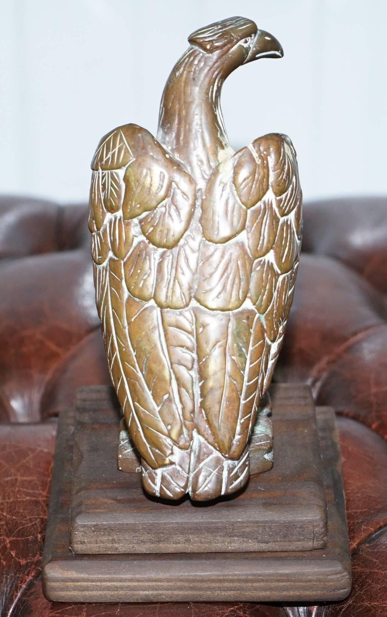 Pair of Religious Bronze Staff Finial Mounts of Hawks, Mounted Two Step ...