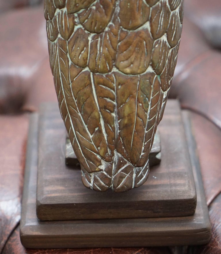 Pair of Religious Bronze Staff Finial Mounts of Hawks, Mounted Two Step ...