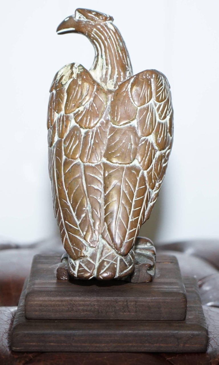 Pair of Religious Bronze Staff Finial Mounts of Hawks, Mounted Two Step ...