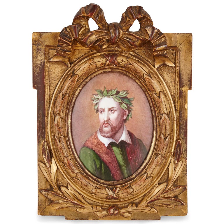 Pair of Renaissance Style Enamel Plaques in Giltwood Frames For Sale at ...