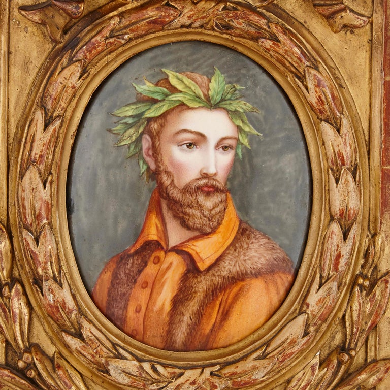 Pair of Renaissance Style Enamel Plaques in Giltwood Frames For Sale at ...