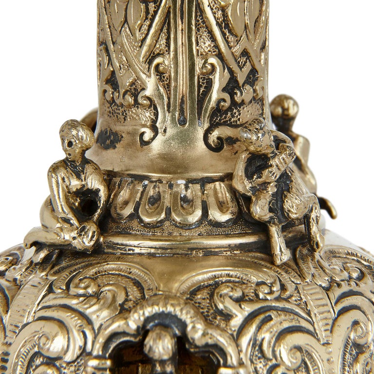 Pair of Renaissance Style Vermeil Perfume Bottles For Sale at 1stDibs
