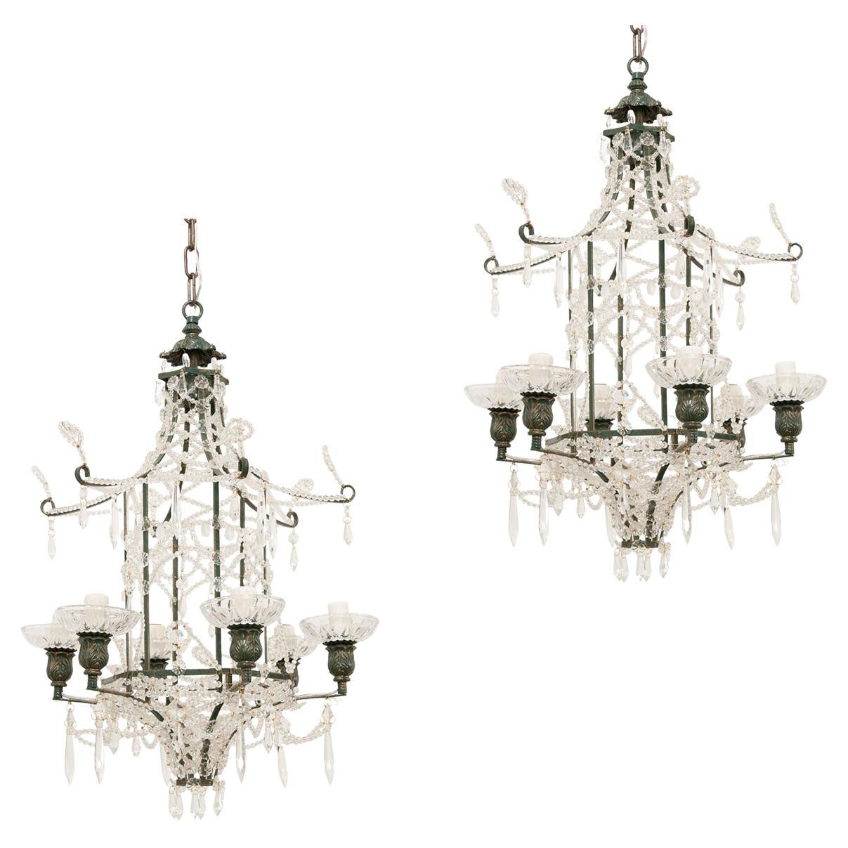 Pair of Reproduction Pagoda Style Lantern Chandeliers For Sale at 1stDibs