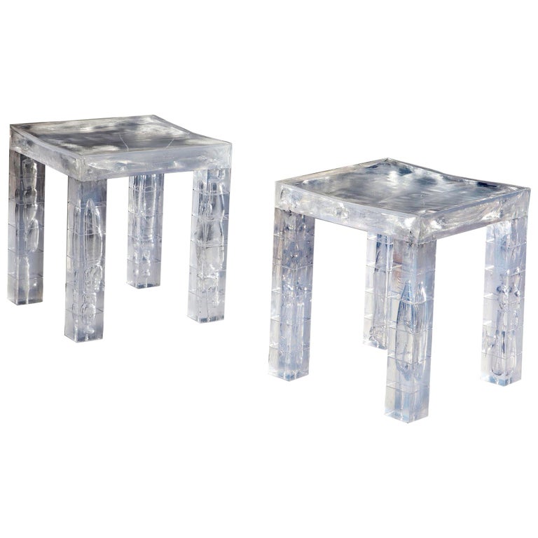 Pair of Resin 'Ice Cube' Tables For Sale at 1stDibs