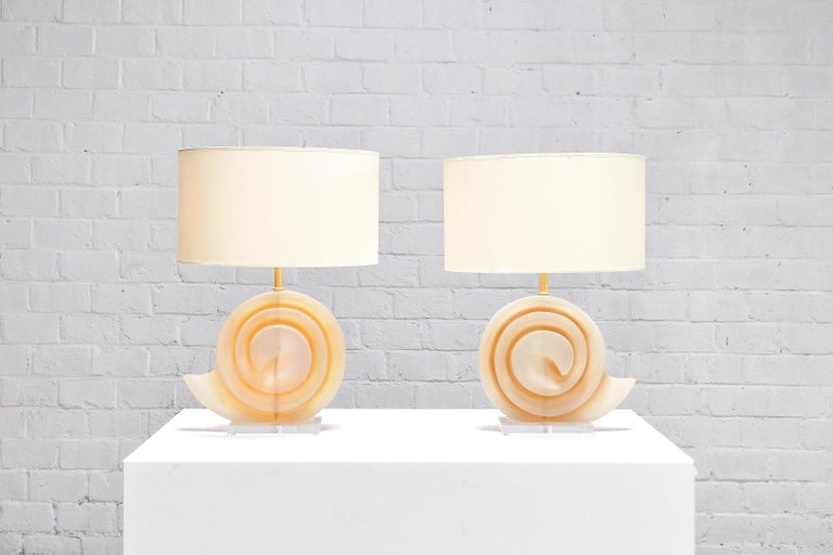 Pair of Resin Snail Shell Lamps, France 1970's at 1stDibs