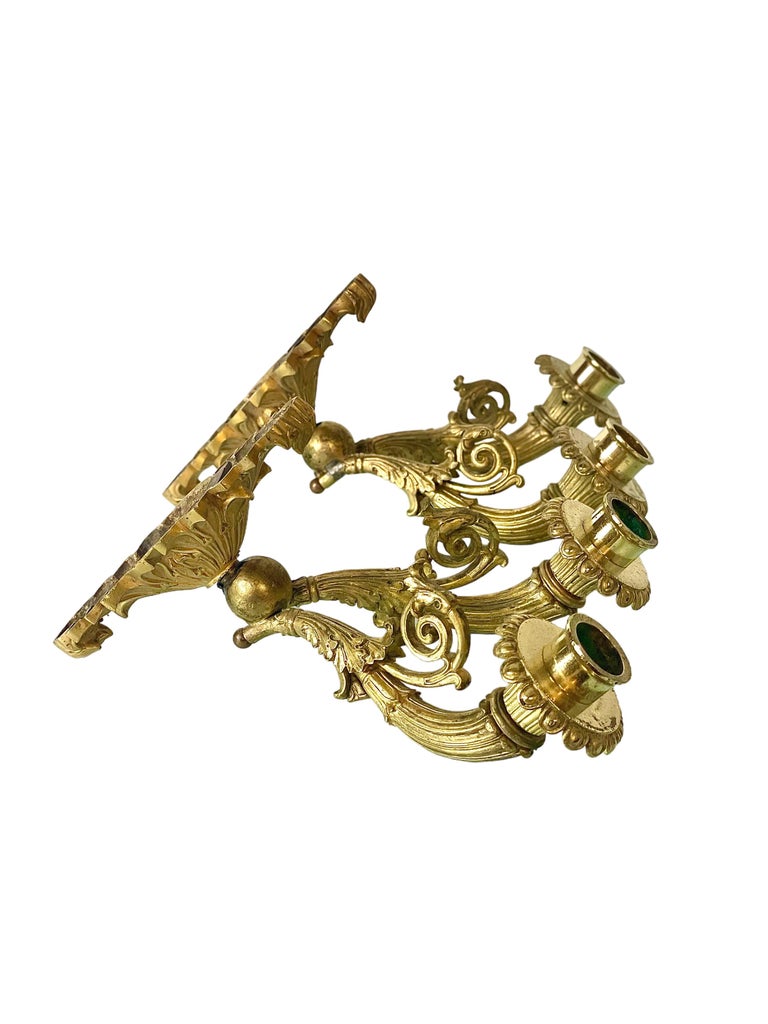 Pair of Restauration Period Gilt Bronze Wall Sconces For Sale at 1stDibs