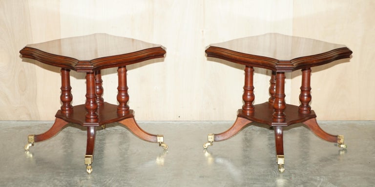 Pair of Restored Flamed Hardwood Side End Lamp Wine Tables English ...