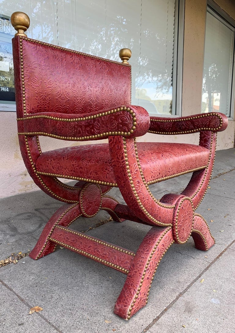 Pair of Richard Shapiro "Nola" Chairs in Embossed Leather For Sale at ...