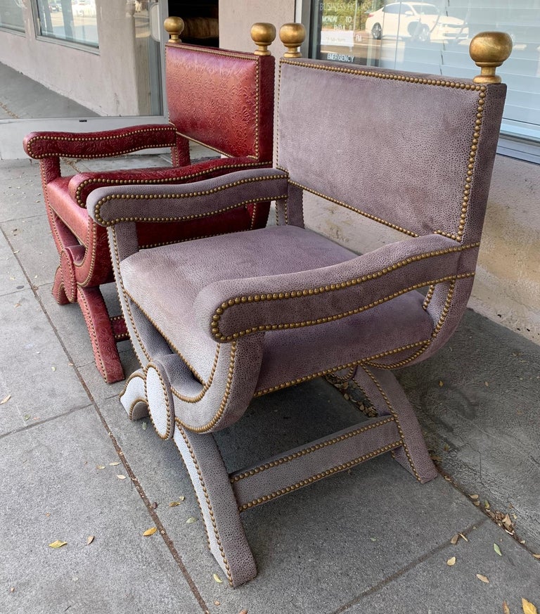 Pair of Richard Shapiro "Nola" Chairs in Embossed Leather For Sale at ...