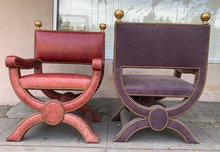 Pair of Richard Shapiro "Nola" Chairs in Embossed Leather For Sale at ...