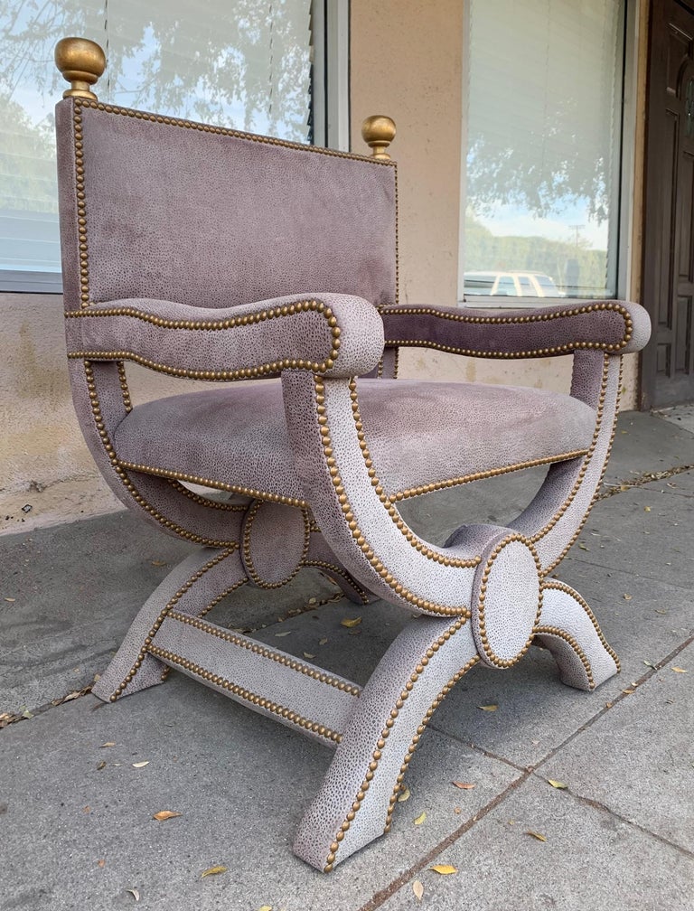 Pair of Richard Shapiro "Nola" Chairs in Embossed Leather For Sale at ...