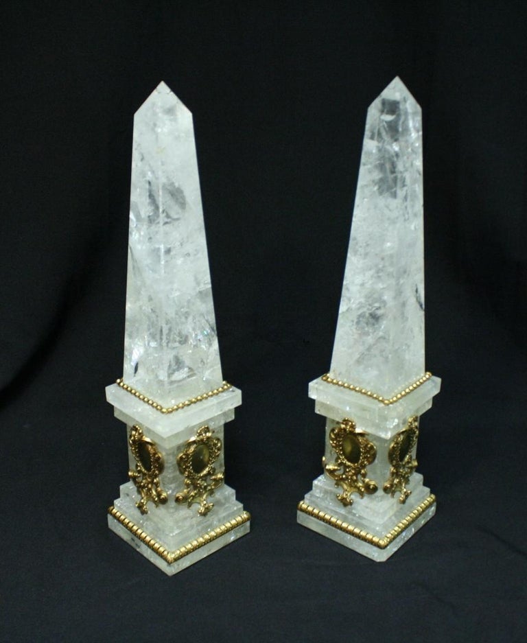 Pair of Rock Crystal Obelisks For Sale at 1stDibs