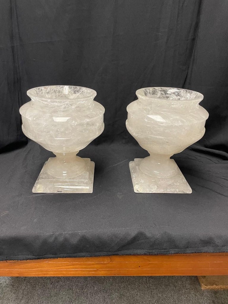 Pair of Rock Crystal Urns at 1stDibs