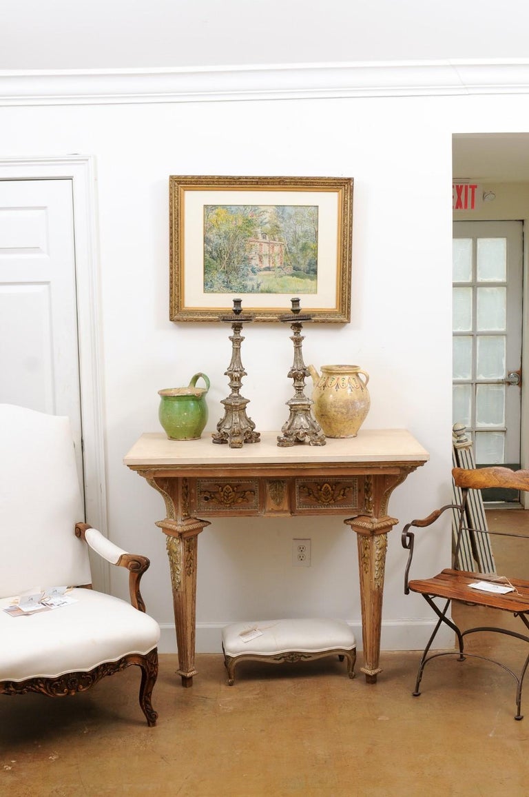 Pair of Rococo Period 18th Century Italian Painted and Carved ...