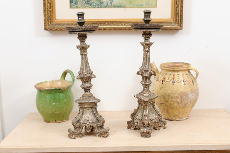 Pair of Rococo Period 18th Century Italian Painted and Carved ...
