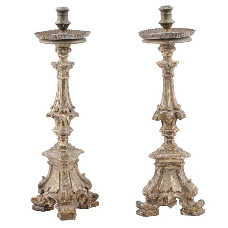 Pair of Rococo Period 18th Century Italian Painted and Carved ...