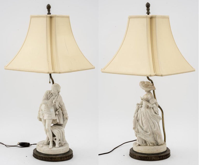 Pair of Rococo Revival Figural Table Lamps at 1stDibs