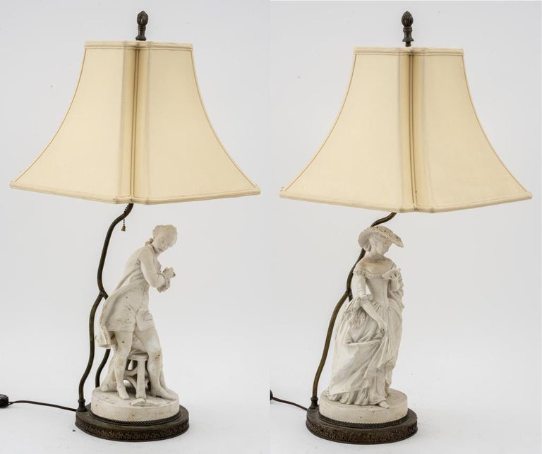 Pair of Rococo Revival Figural Table Lamps at 1stDibs