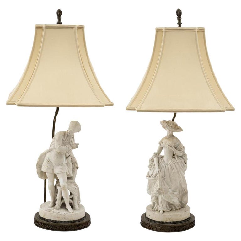 Pair of Rococo Revival Figural Table Lamps at 1stDibs