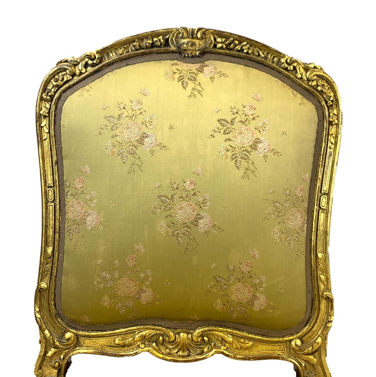 Pair of Rococo Style Gilt Wood Side Chairs, Late 19th Century For Sale ...