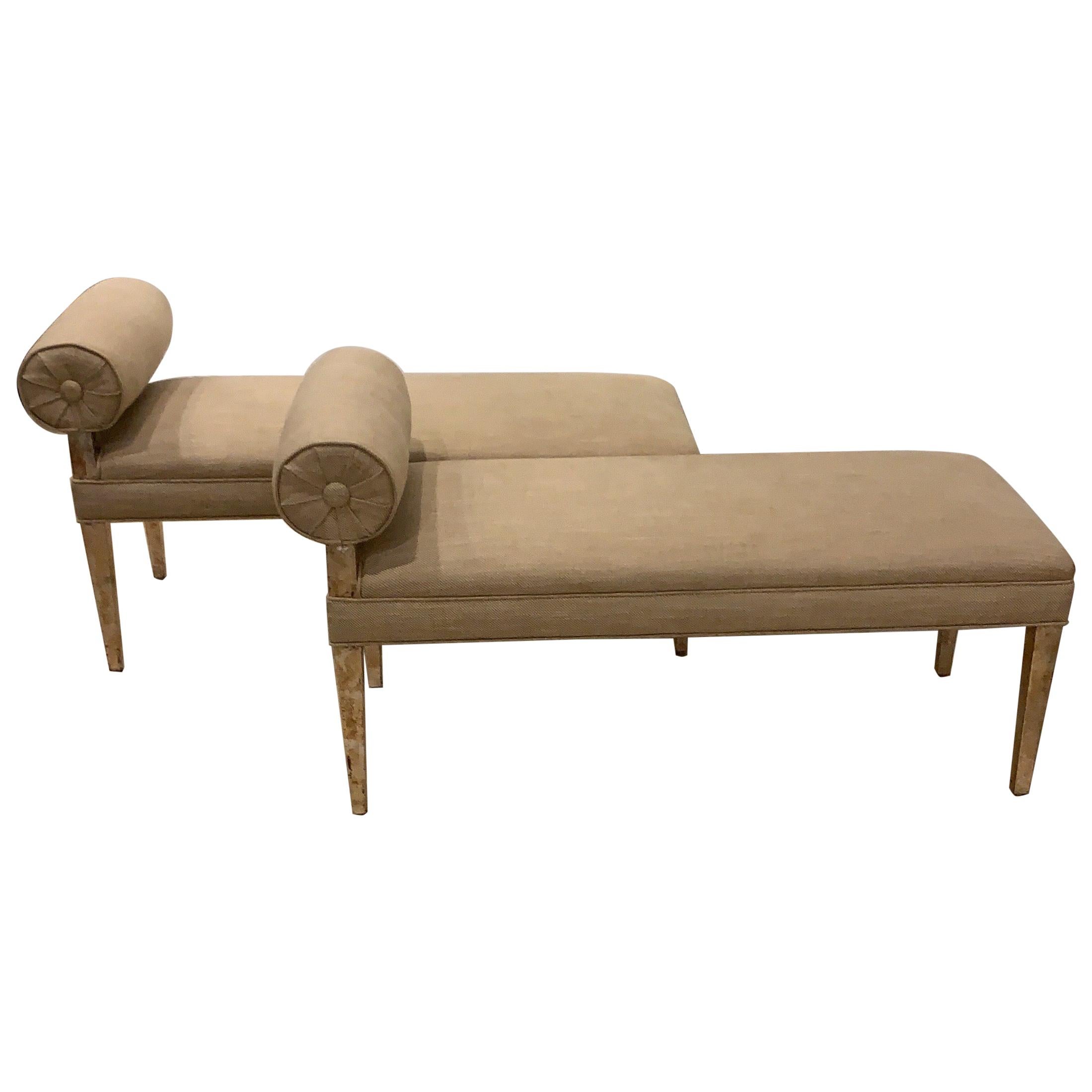 Custom Walnut Wood Double Rolled Arm Bench and Six Legs by Dos Gallos ...