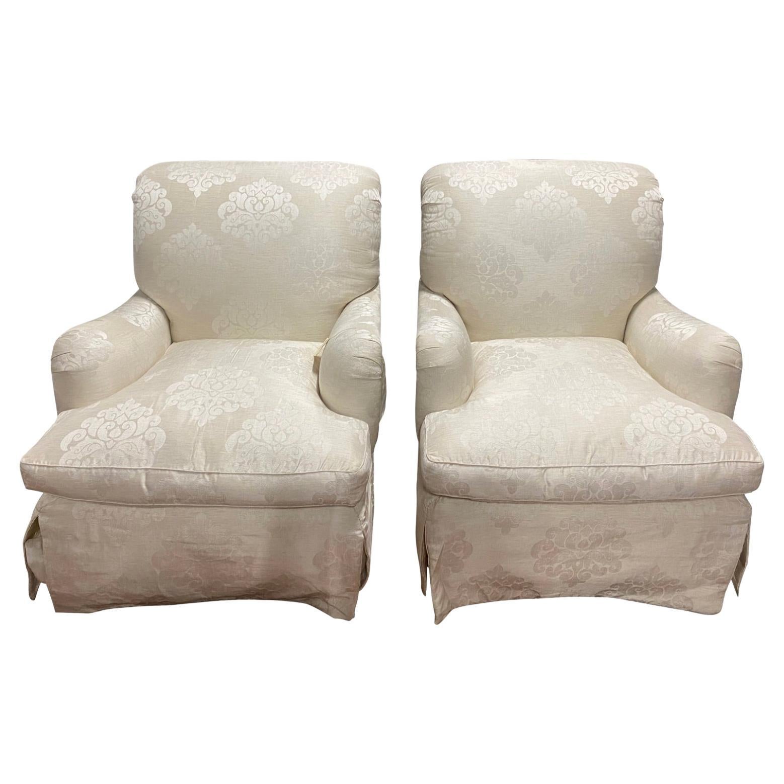 Pair of Rolled Arm Club Chairs For Sale at 1stDibs
