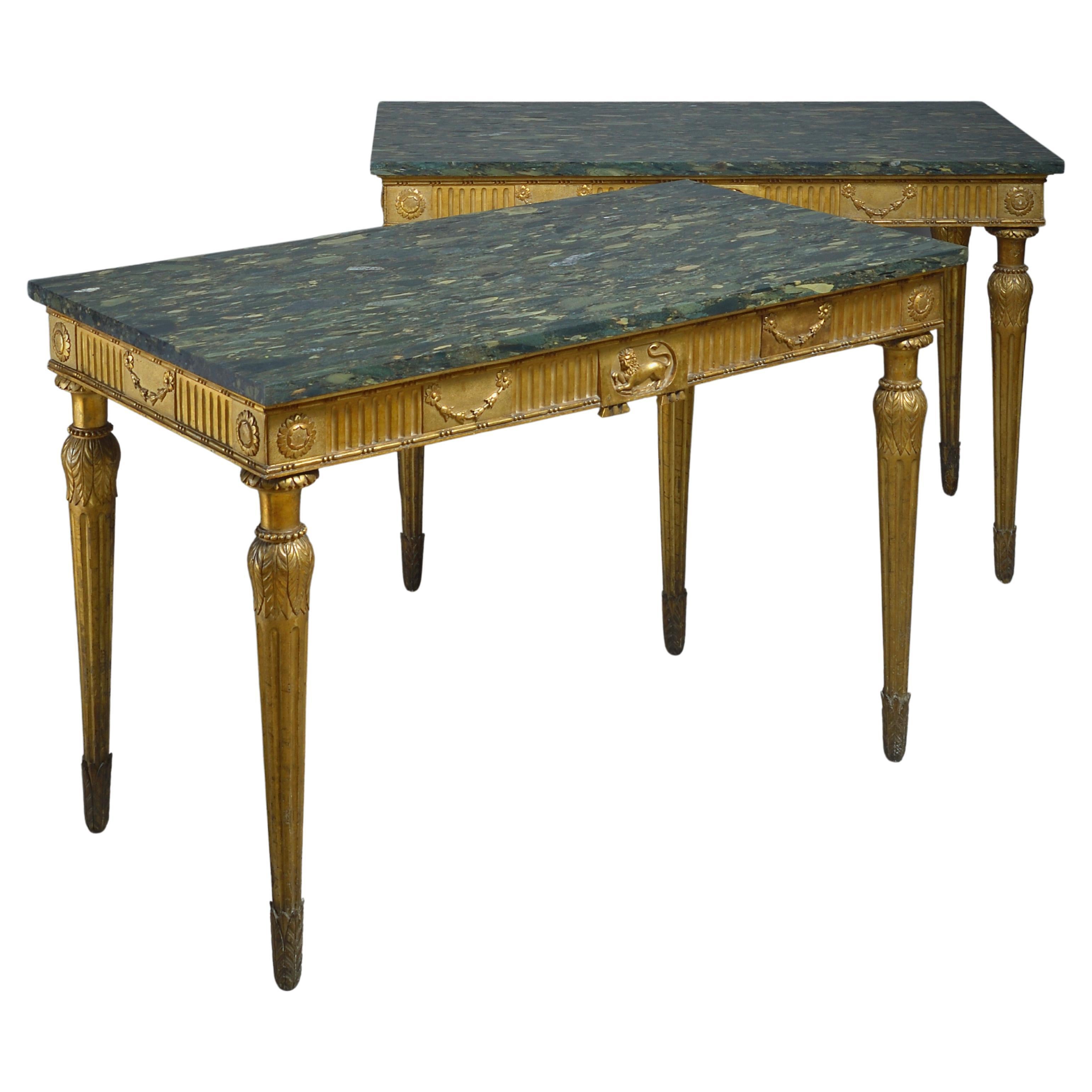 Pair of Roman Gilt-Wood Side Tables For Sale at 1stDibs