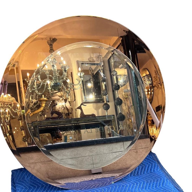 Pair of Rose Color Round Mirrors, Sold Individually For Sale at 1stDibs