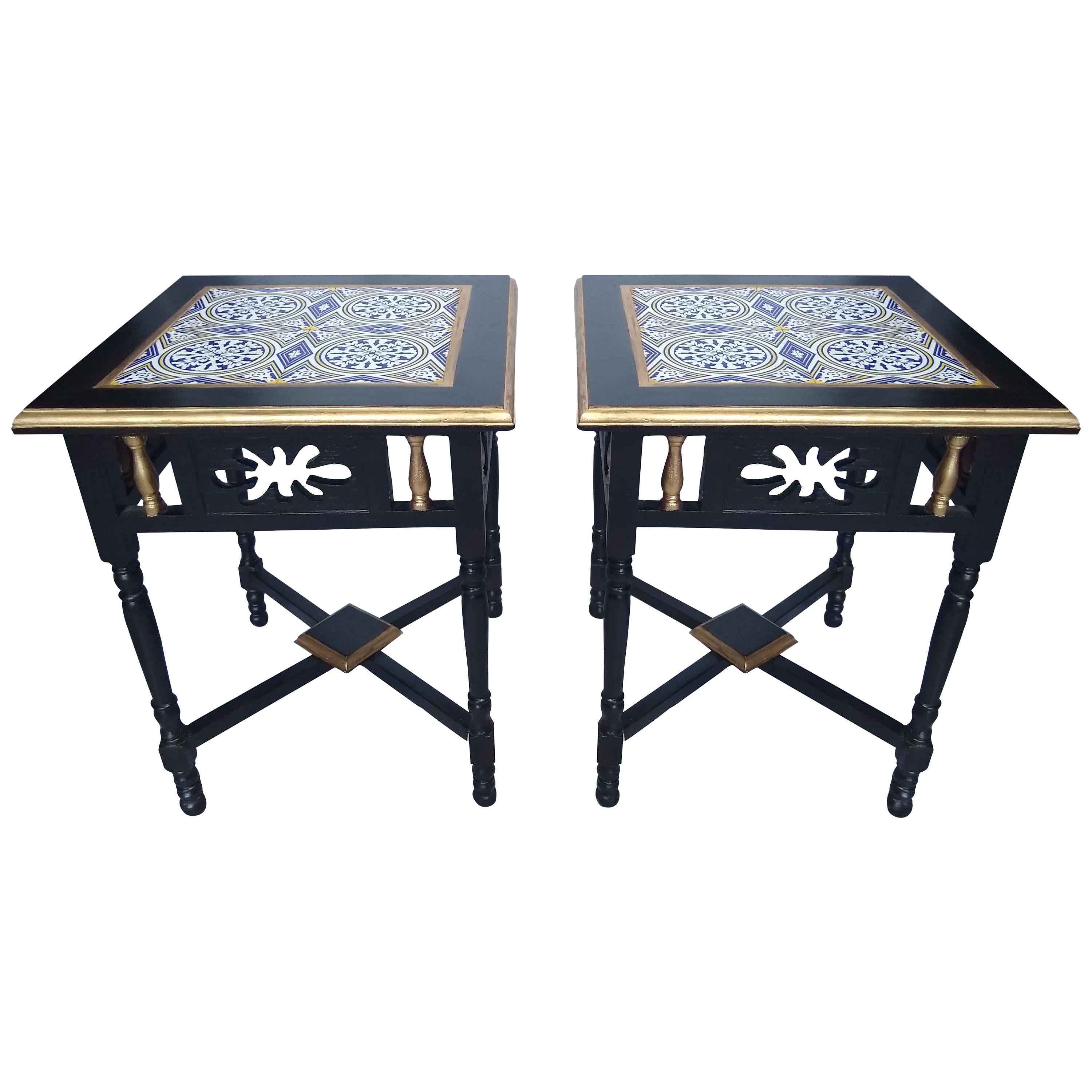 Rare Pair of Salvador Dali Tile Side Tables For Sale at 1stDibs