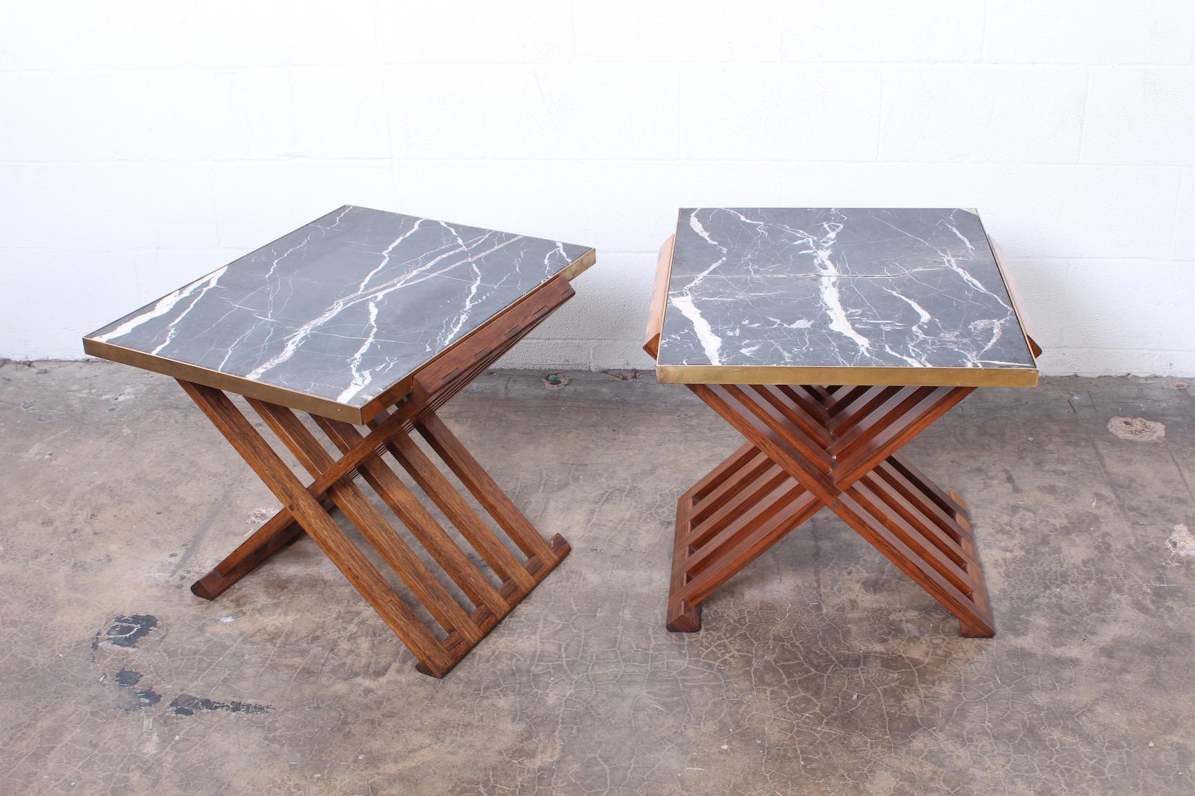 Pair of Rosewood X-Base Tables by Edward Wormley for Dunbar at 1stDibs
