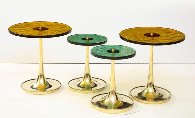 Pair of Round Bronze Murano Glass and Brass Martini or Side Tables ...