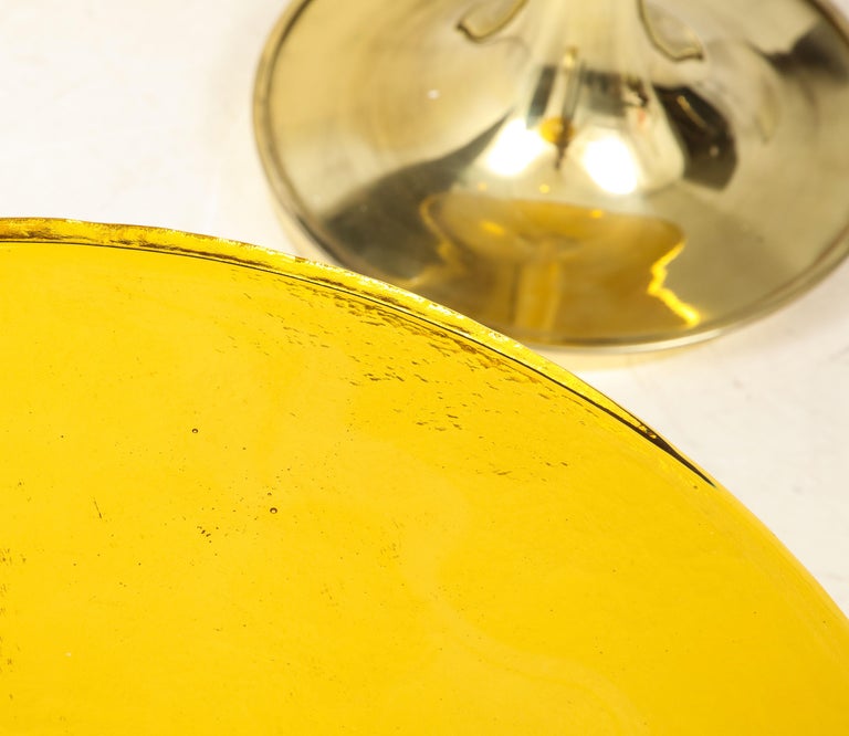 Pair of Round Bronze Murano Glass and Brass Martini or Side Tables ...