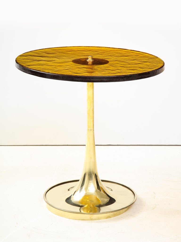 Pair of Round Bronze Murano Glass and Brass Martini or Side Tables ...