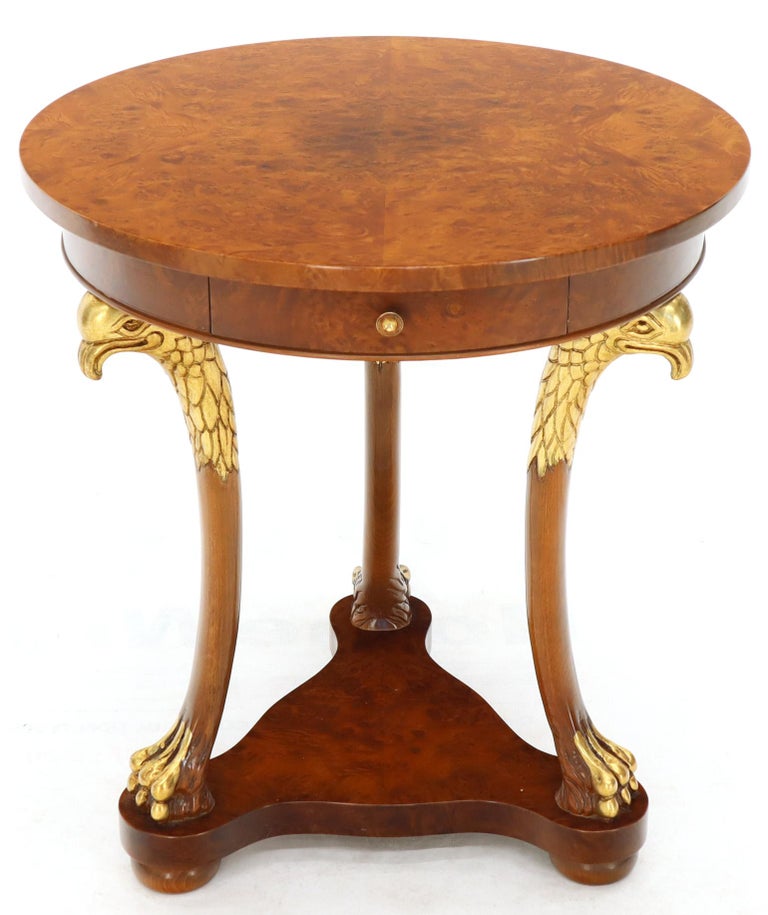 Pair of Round Burl Wood French Empire Gold Gilt Carved Eagles Stands ...